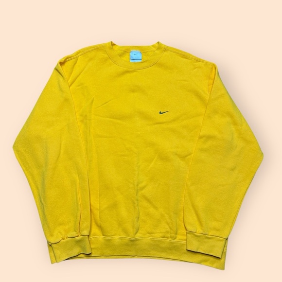 Nike | Shirts | Vintage Nike Y2k Crewneck Sweatshirt Yellow Swoosh Mens ...